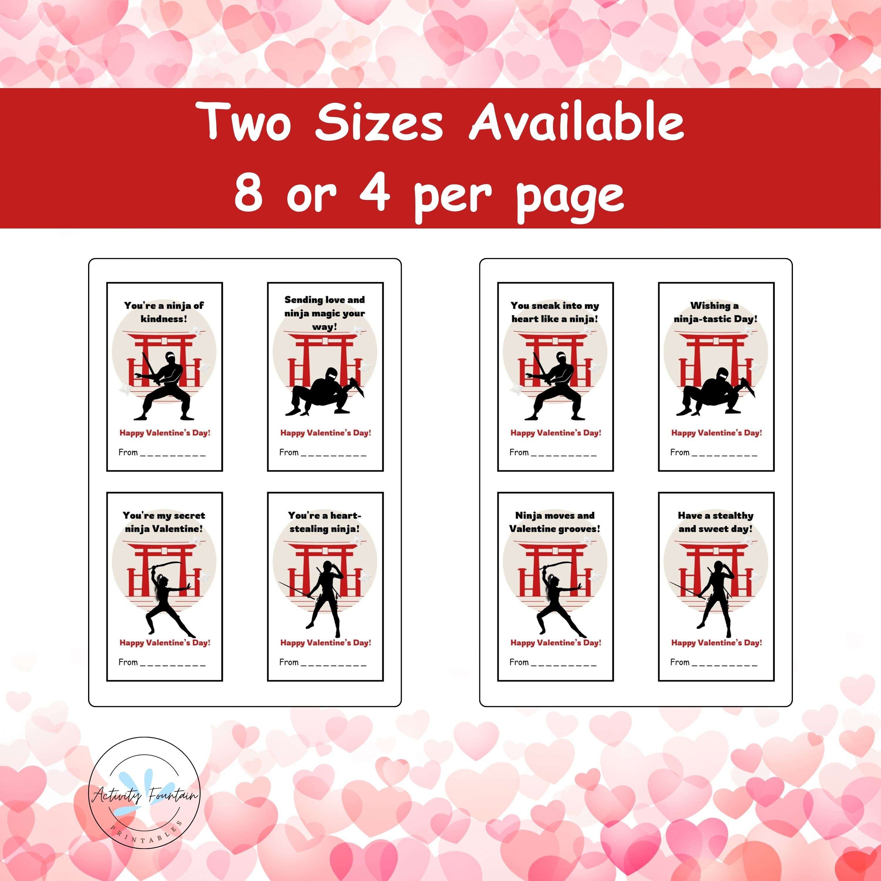 Printable Ninja Valentine's Day Cards, Classroom Valentine's Day Cards ...