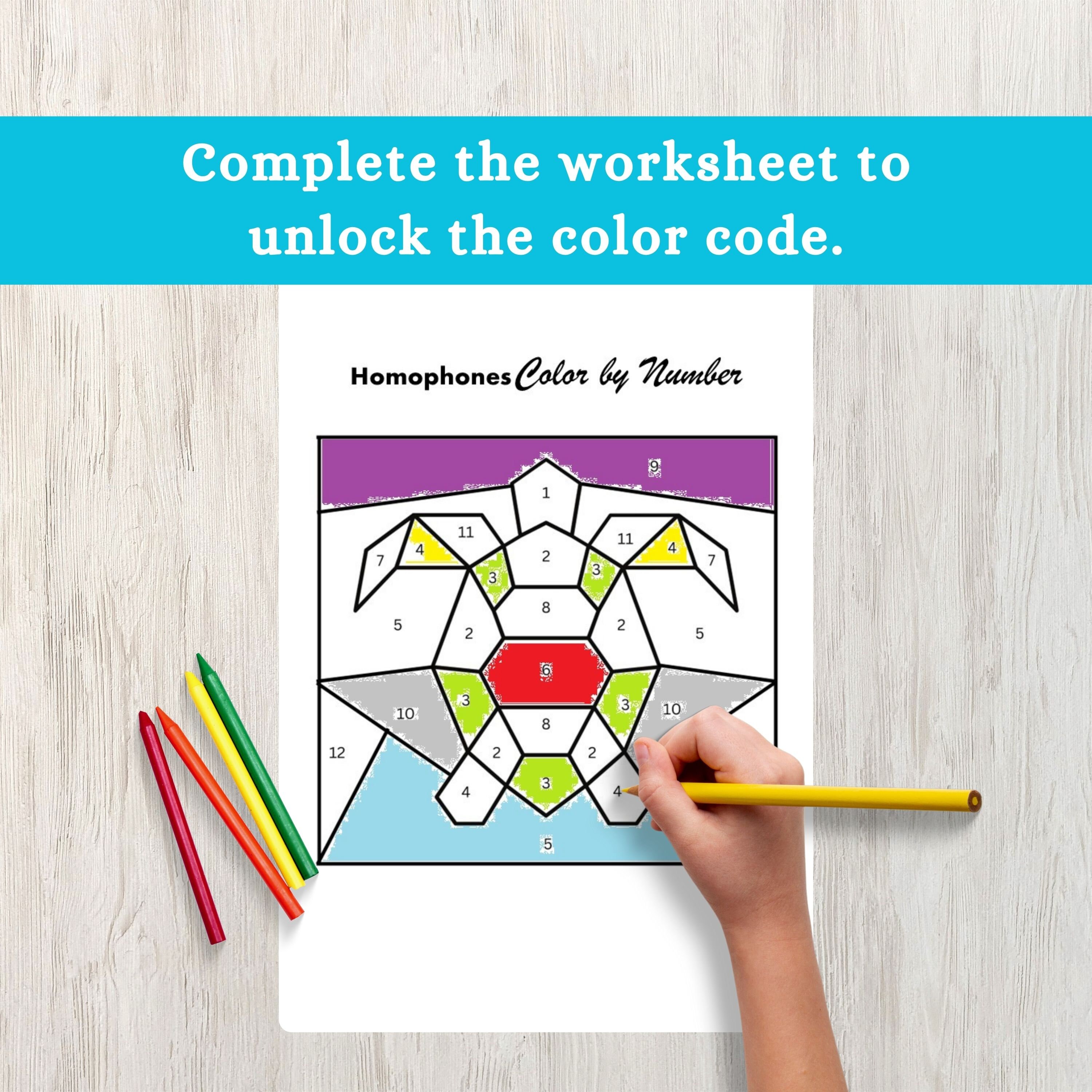 Homophones Color by Number Worksheet | Homophones Quiz | Homophones ...
