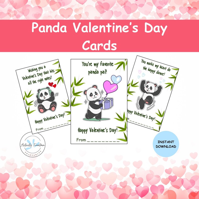 Printable Panda Valentine's Day Cards, Classroom Valentine's Day Cards ...