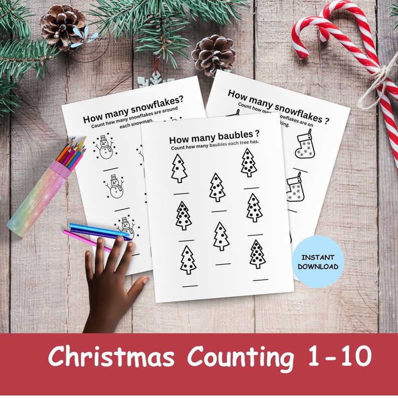 Printable Christmas Counting Worksheets | Practice Sheets for Kids ...