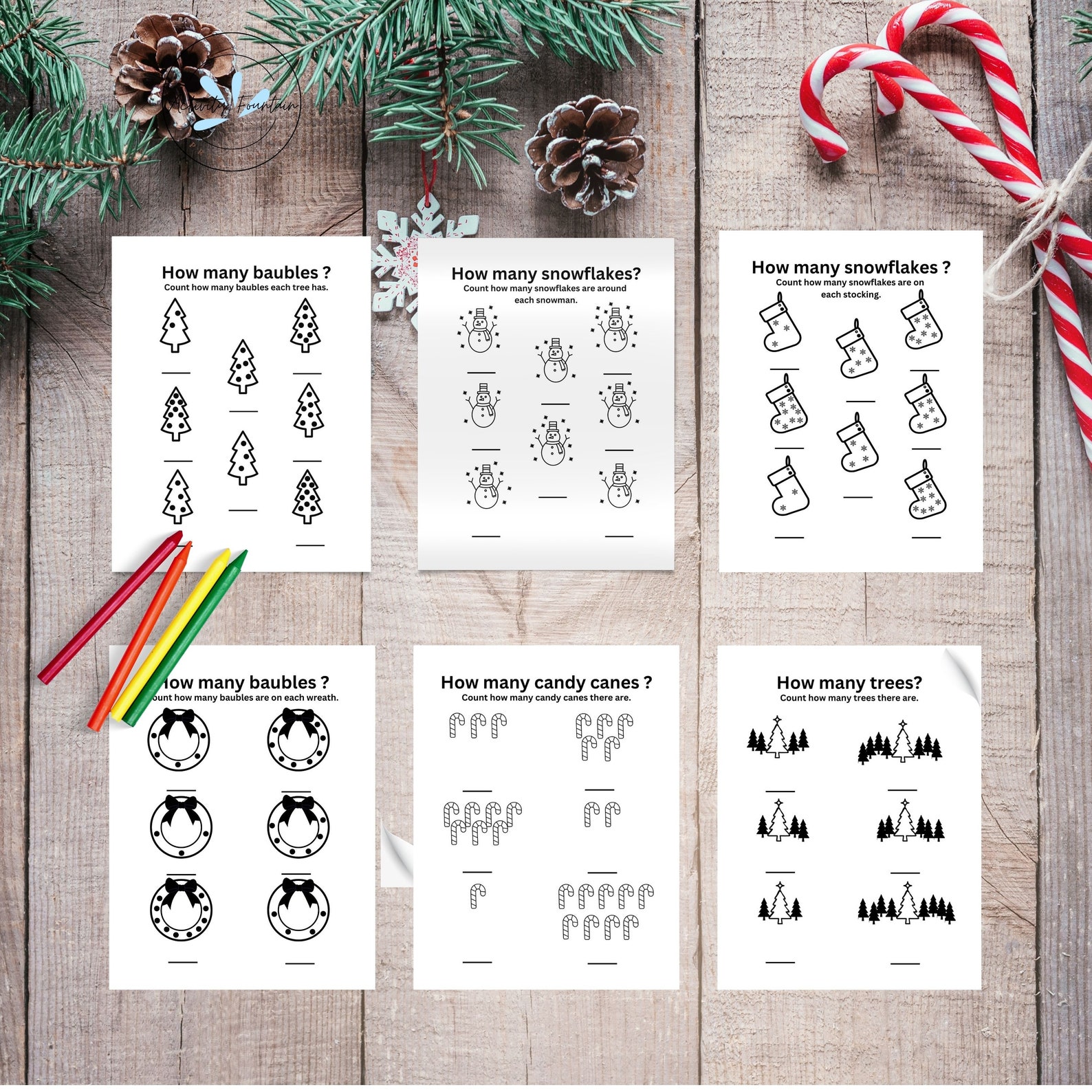 Printable Christmas Counting Worksheets | Practice Sheets for Kids ...