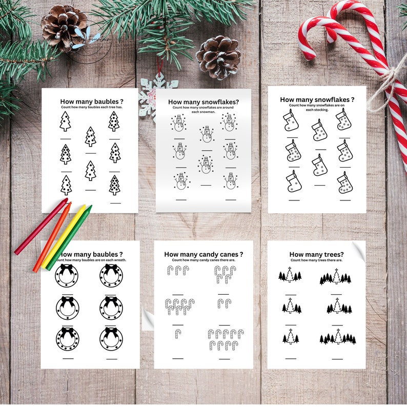 Printable Christmas Counting Worksheets | Practice Sheets for Kids ...
