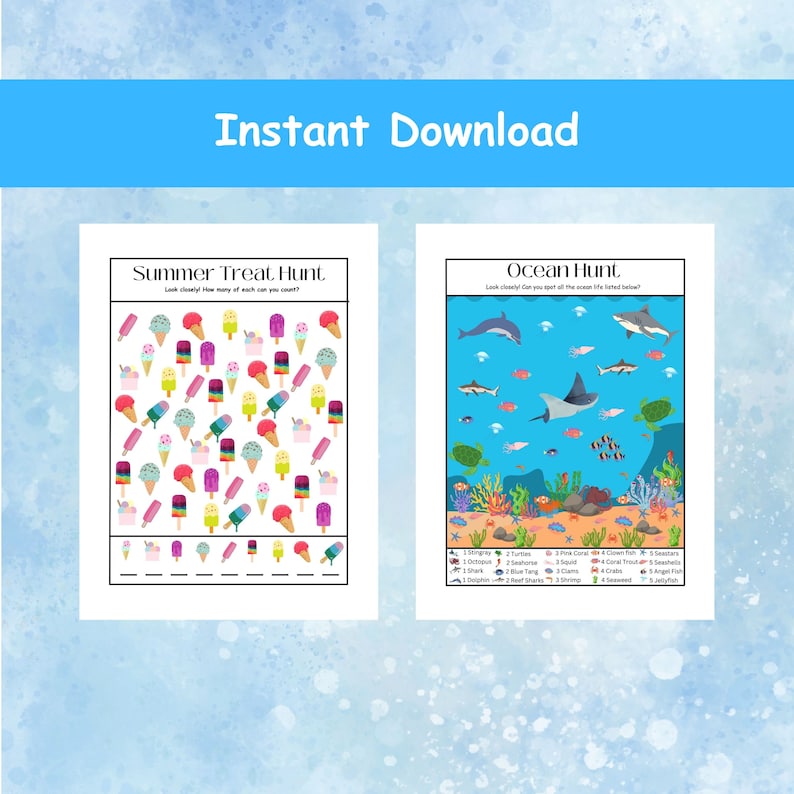 6 Fun Printable Kids Summer Activities, Seek & Find Page, Word Search ...