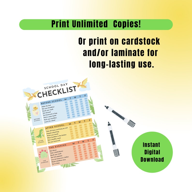 Kids Daily Checklist Printable Daily Schedule Checklist for - Etsy