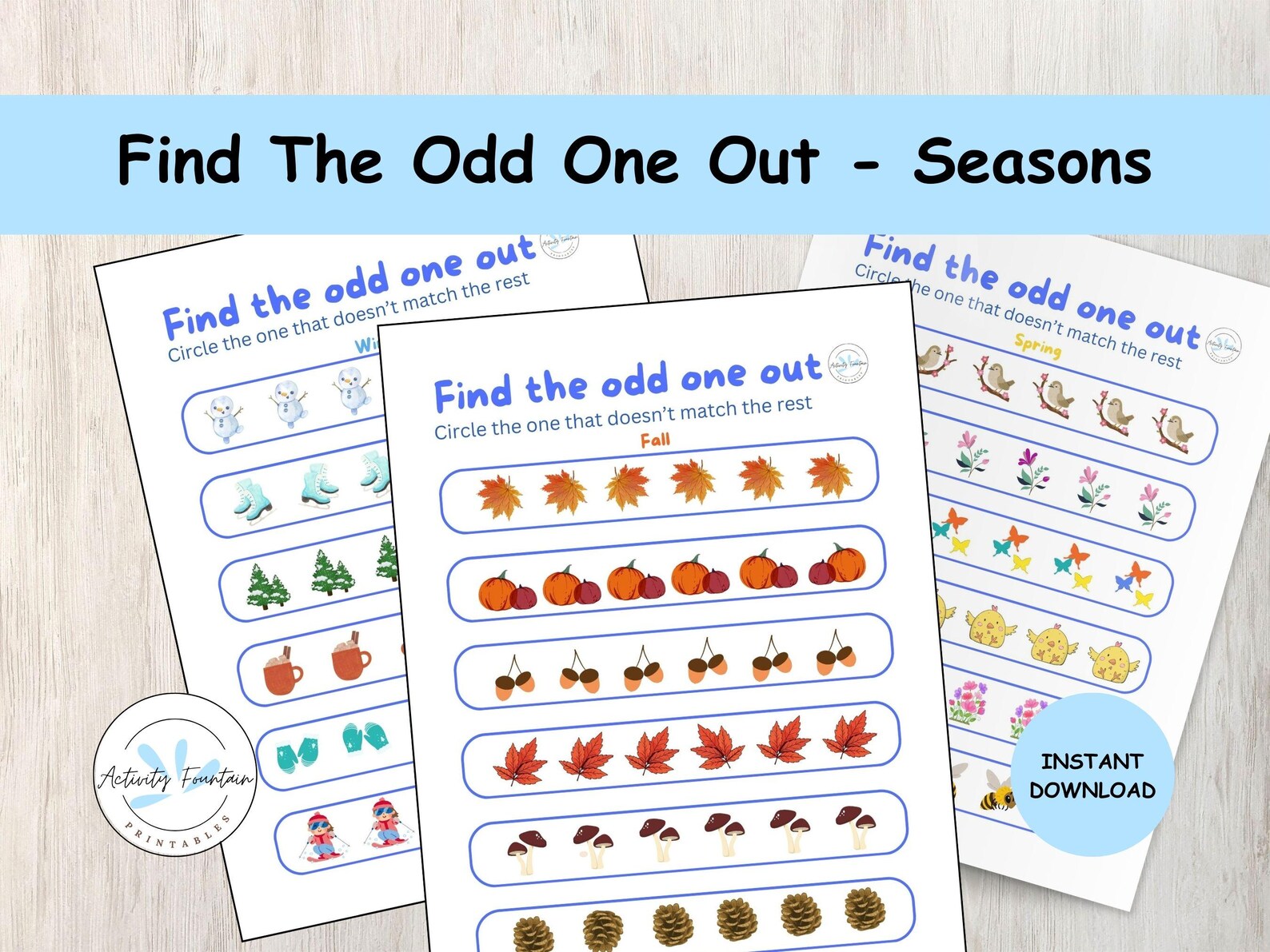 Find the Odd One Out Activity for Kids, Matching Similar and Different ...