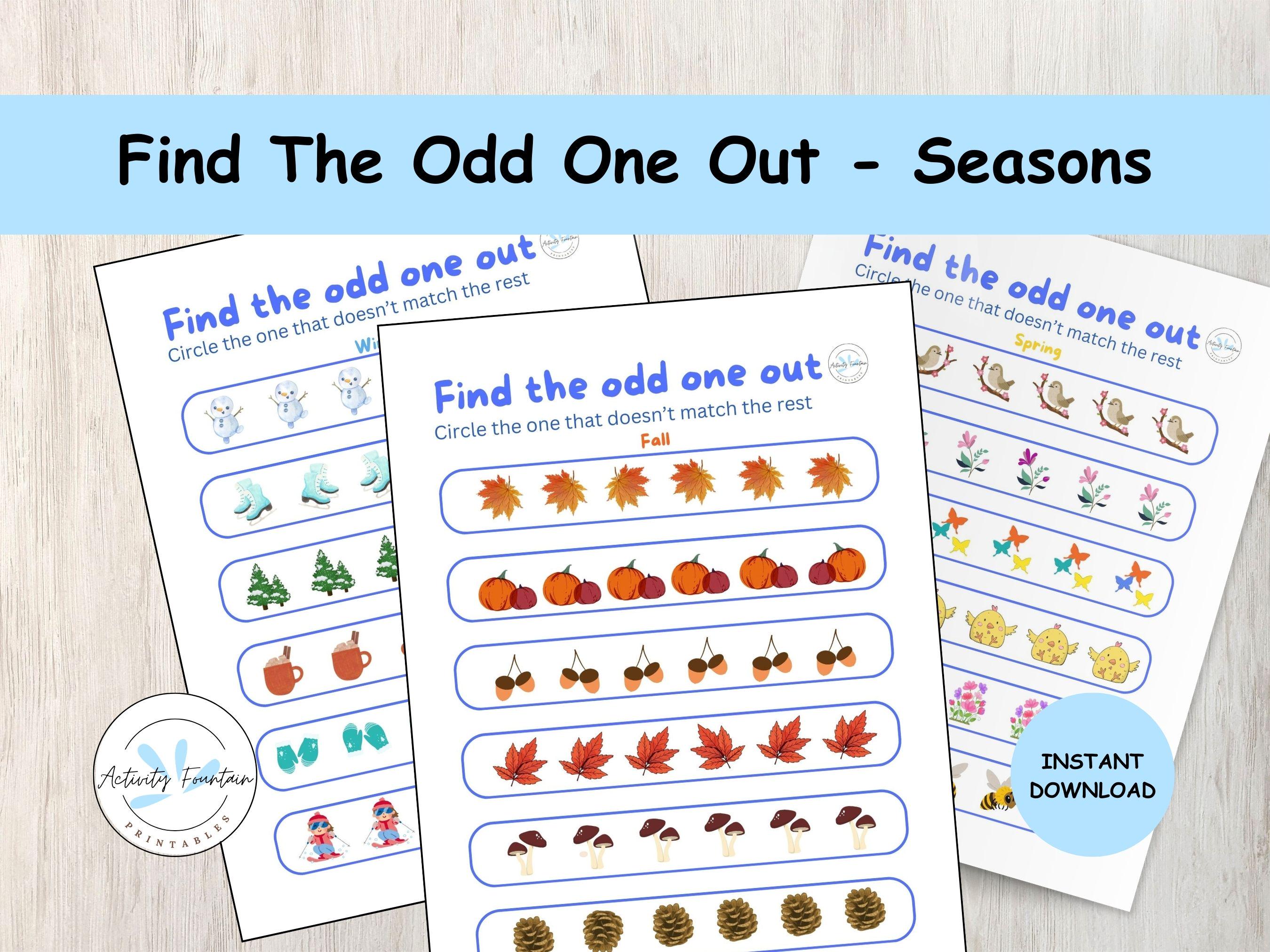 Find the Odd One Out Activity for Kids, Matching Similar and Different ...