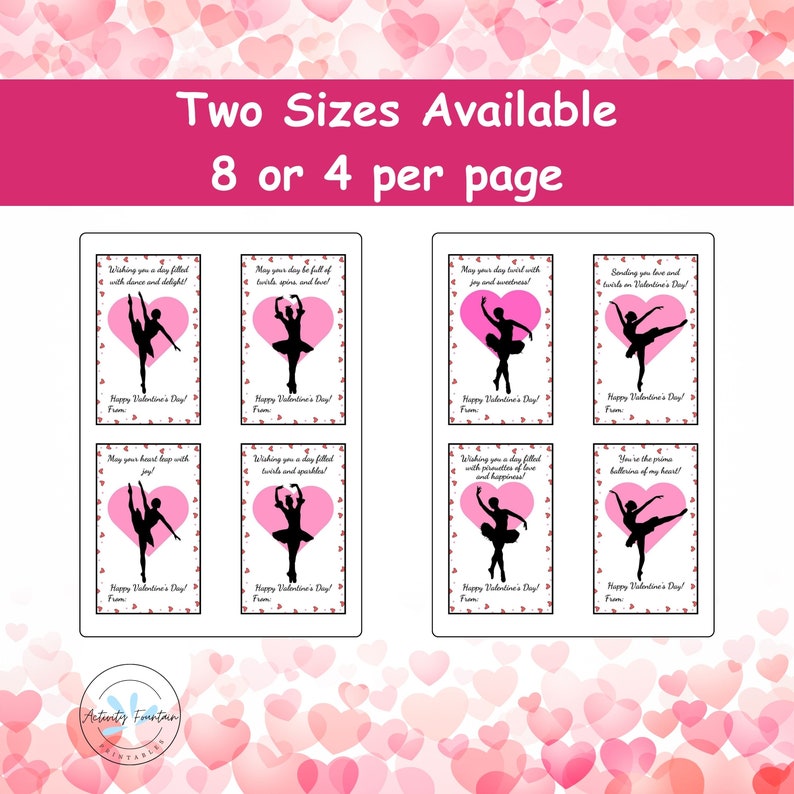 Printable Ballerina Valentine's Day Cards, Classroom Valentine's Day ...