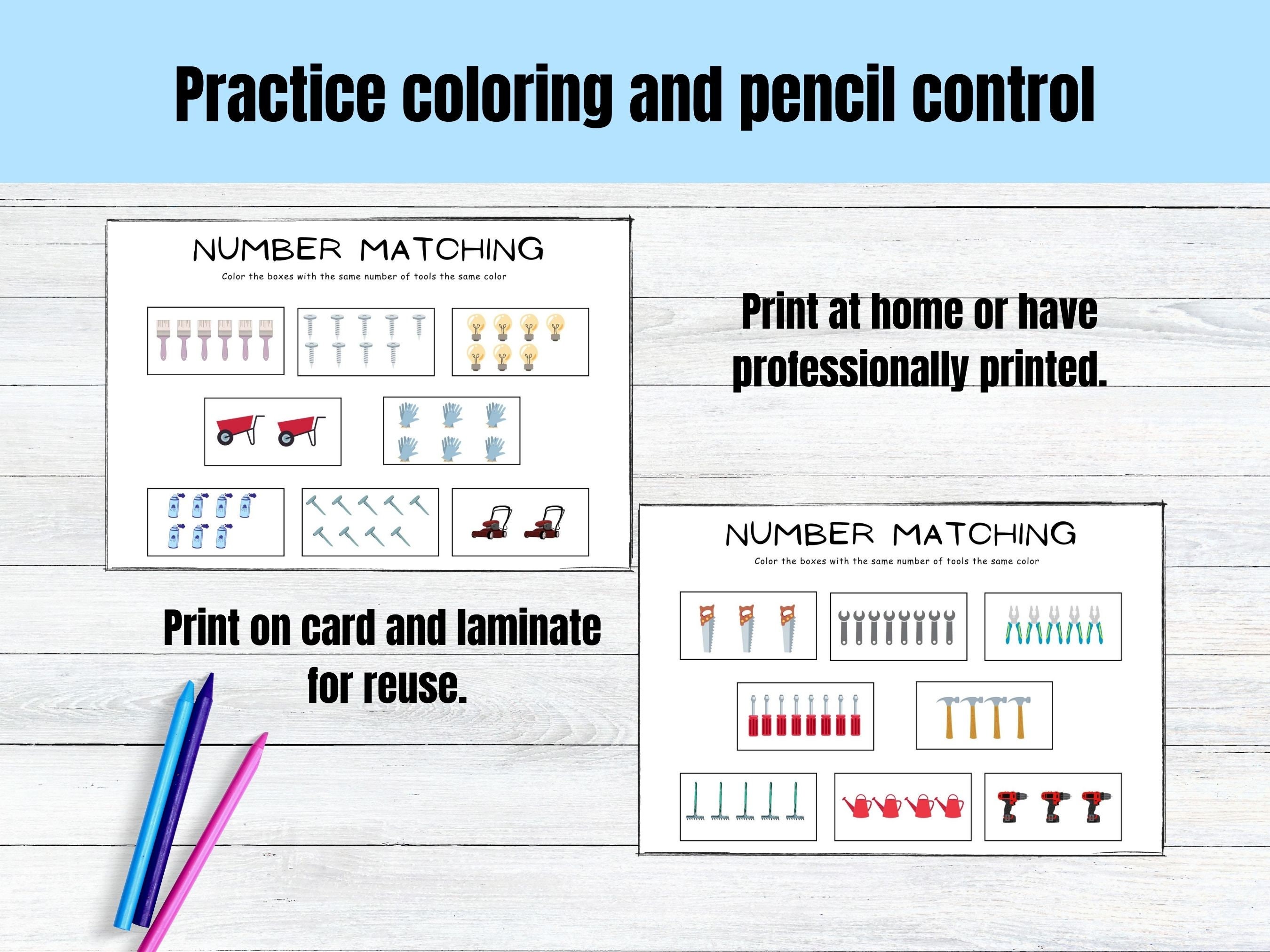 Printable Counting Worksheets Matching Numbers Practice Sheets for Kids ...