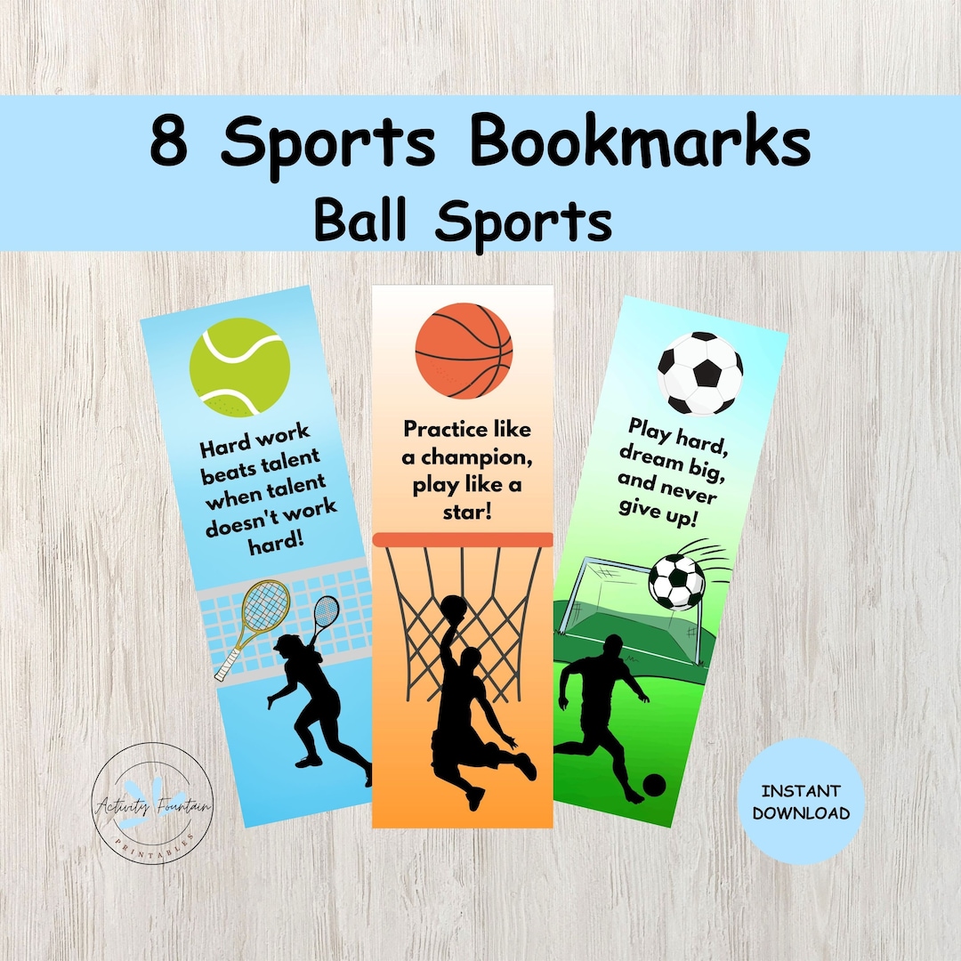 Sport Themed Bookmarks for Kids | Motivational & Inspiring Sports ...