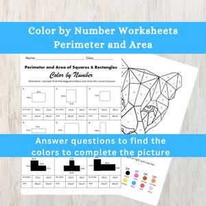 Math Color by Number Worksheets | Perimeter and Area Worksheets ...