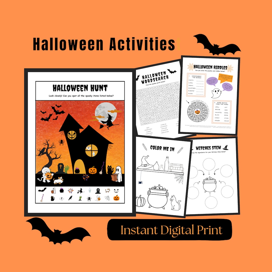 5 Printable Kids Halloween Activities, Halloween Seek & Find Page ...