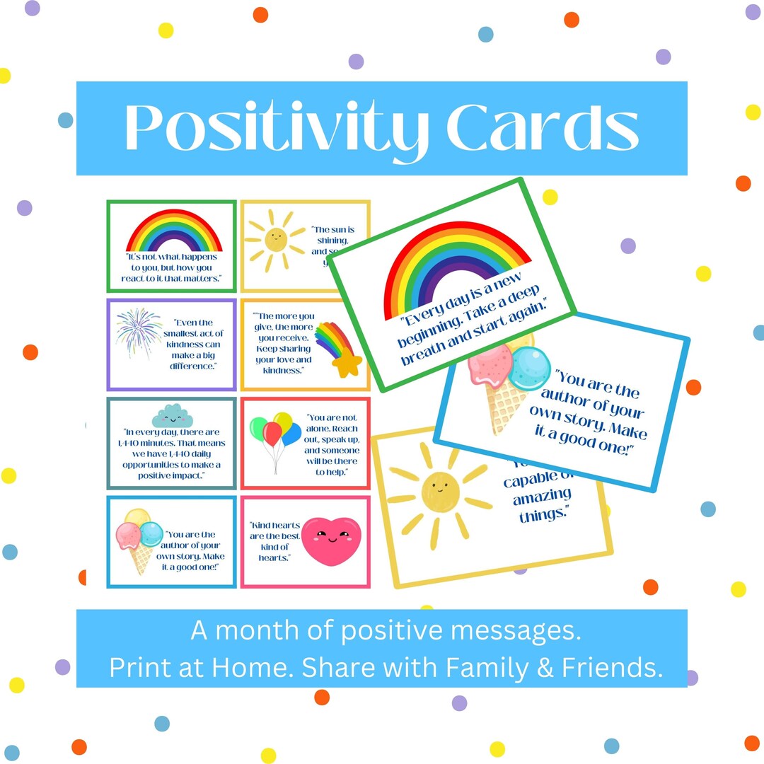 Affirmation Cards, Positivity Cards, Notes of Encouragement, Printable ...