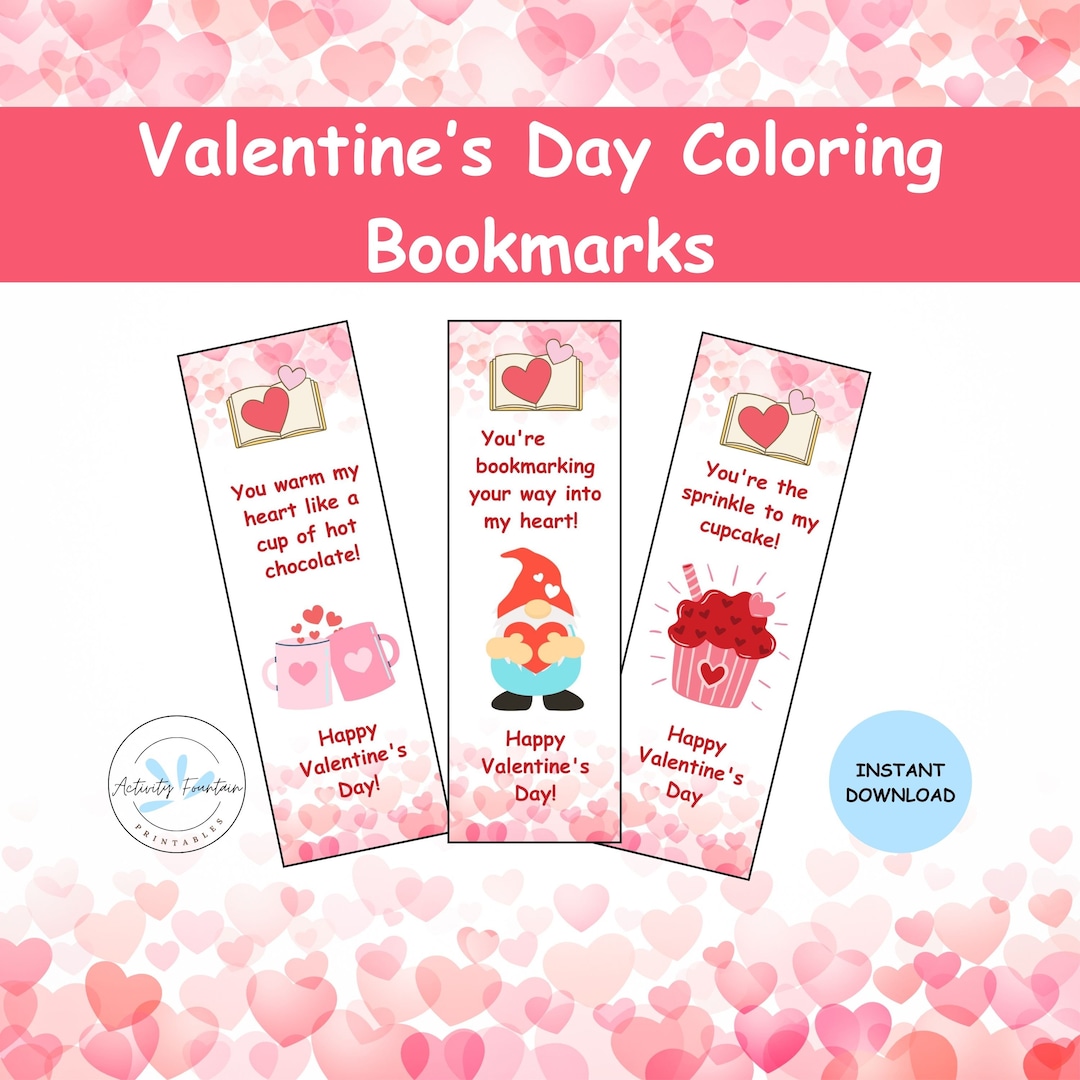 Valentine's Day Bookmarks for Kids | Printable Bookmark | Instant ...