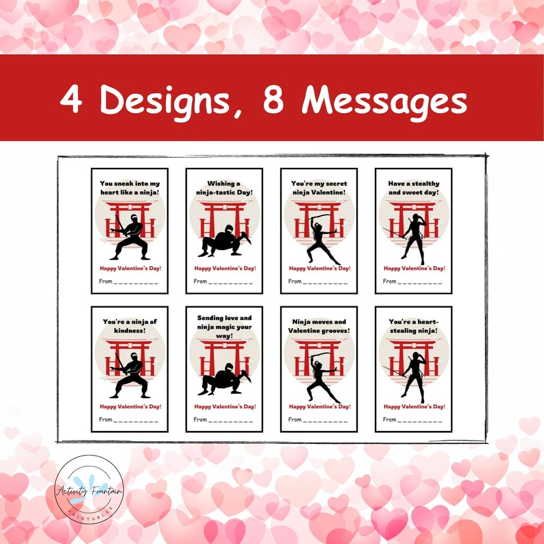 Printable Ninja Valentine's Day Cards, Classroom Valentine's Day Cards ...