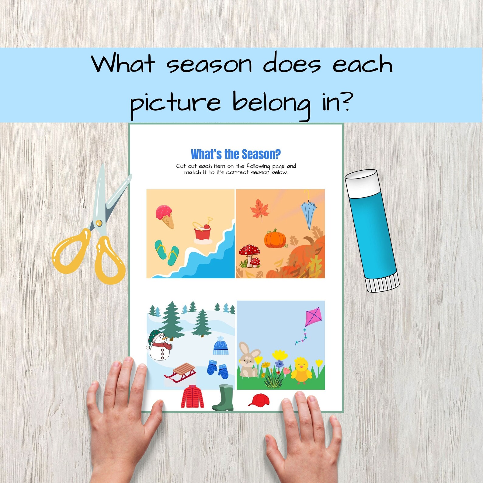 Printable Season Matching Activity for Kids, Summer Winter Fall Spring ...
