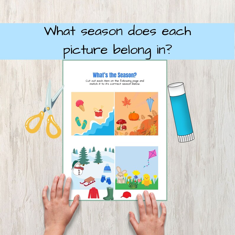 Printable Season Matching Activity for Kids, Summer Winter Fall Spring ...