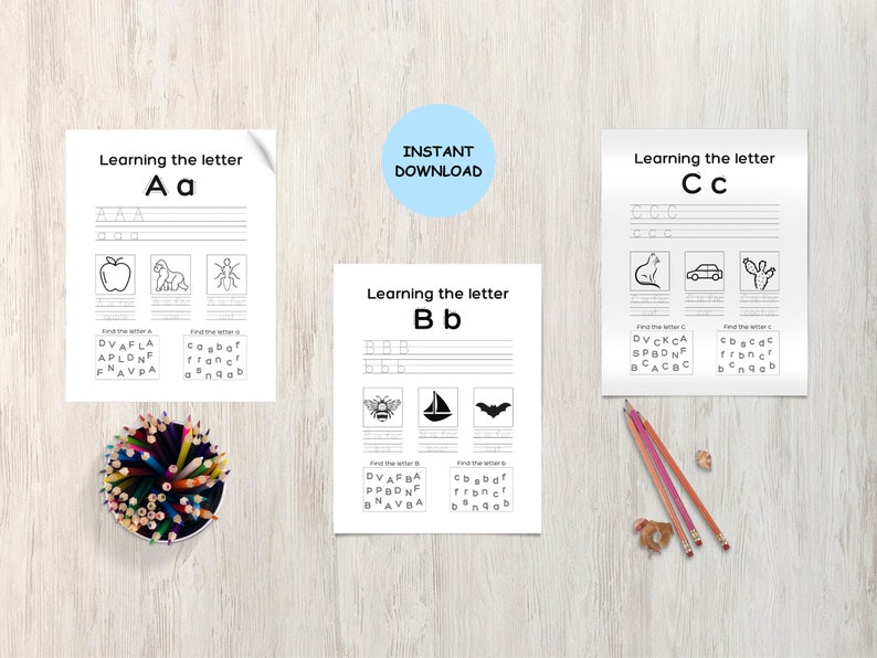 Printable Alphabet Worksheets: Kids Learning Activity (PDF) - Etsy ...