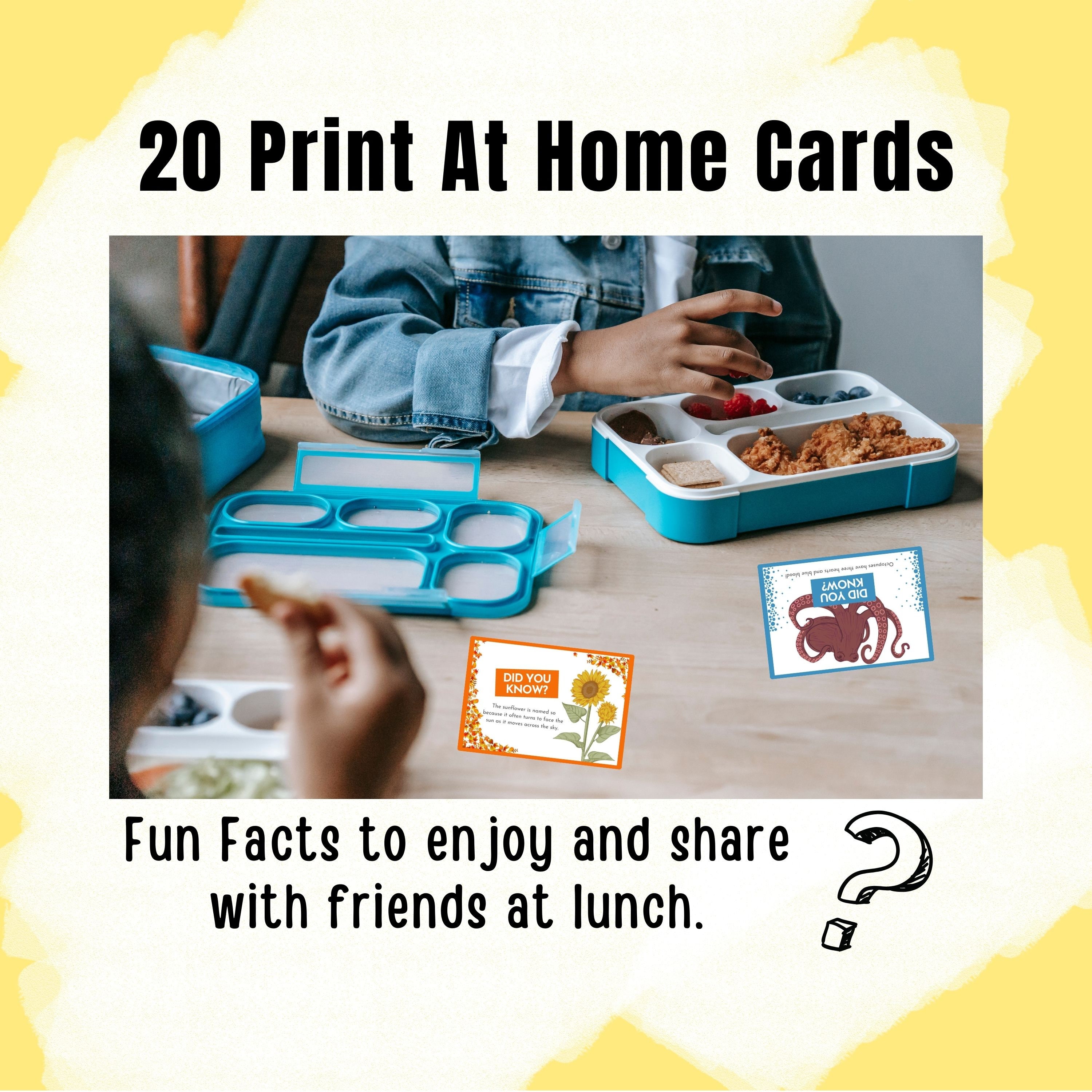 Lunchbox Notes for Kids, Printable Fun Lunch Facts, Childrens Did You ...