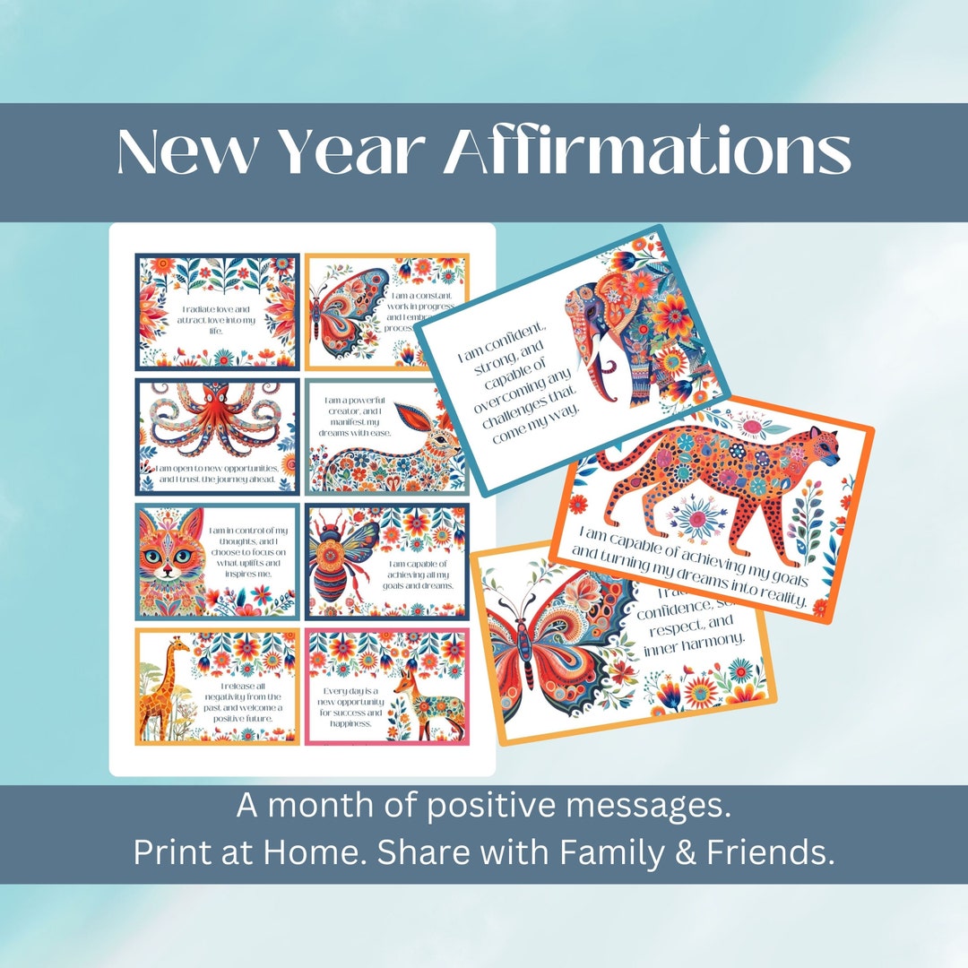 New Year Affirmation Cards, Positivity Cards, Notes of Encouragement ...