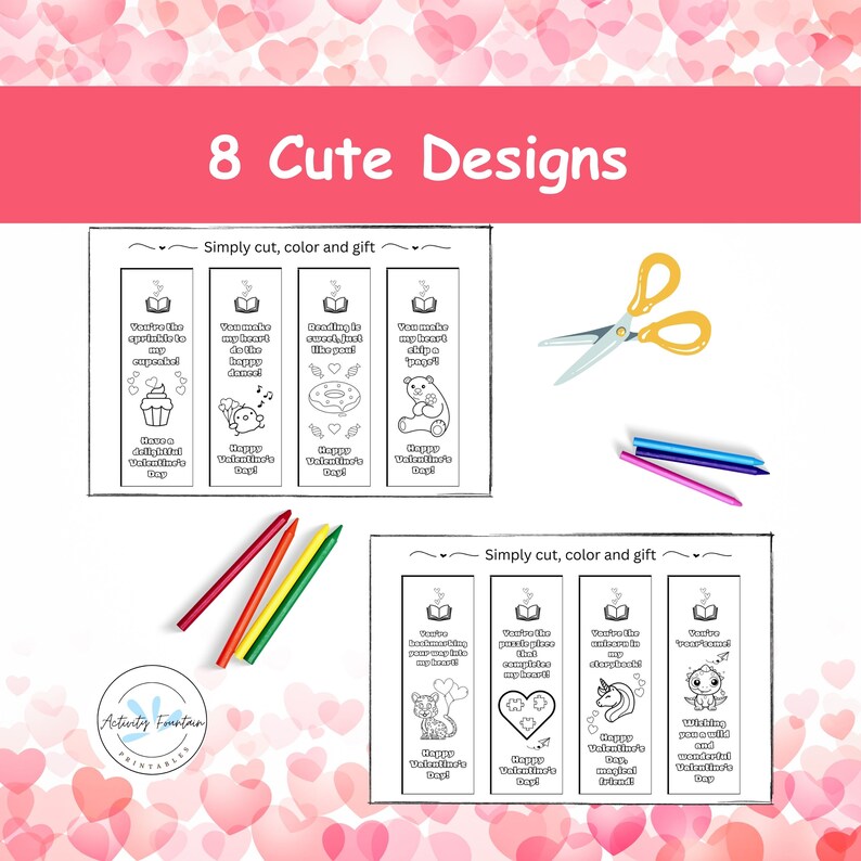 Valentine's Day Coloring Bookmarks for Kids Printable Bookmarks to ...
