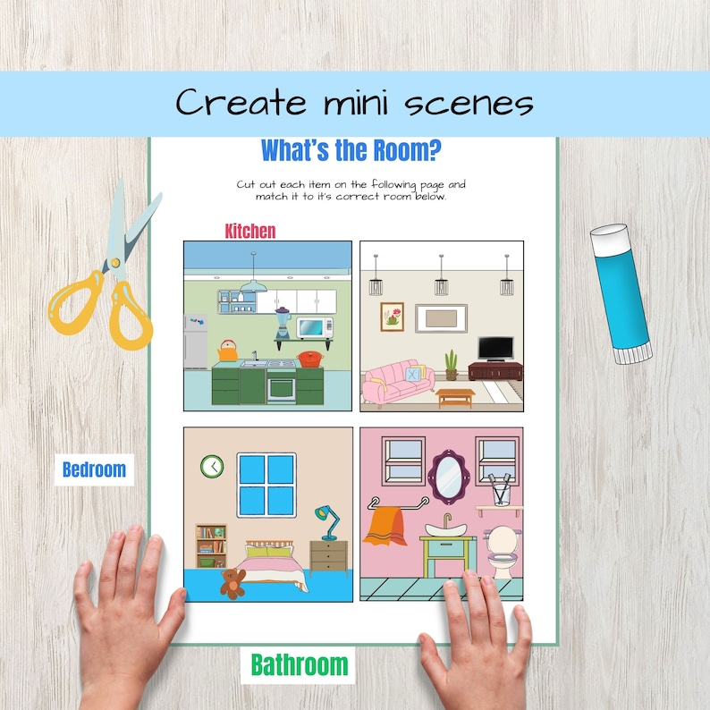 Printable Matching Activity for Kids, Rooms in the House Theme , for ...