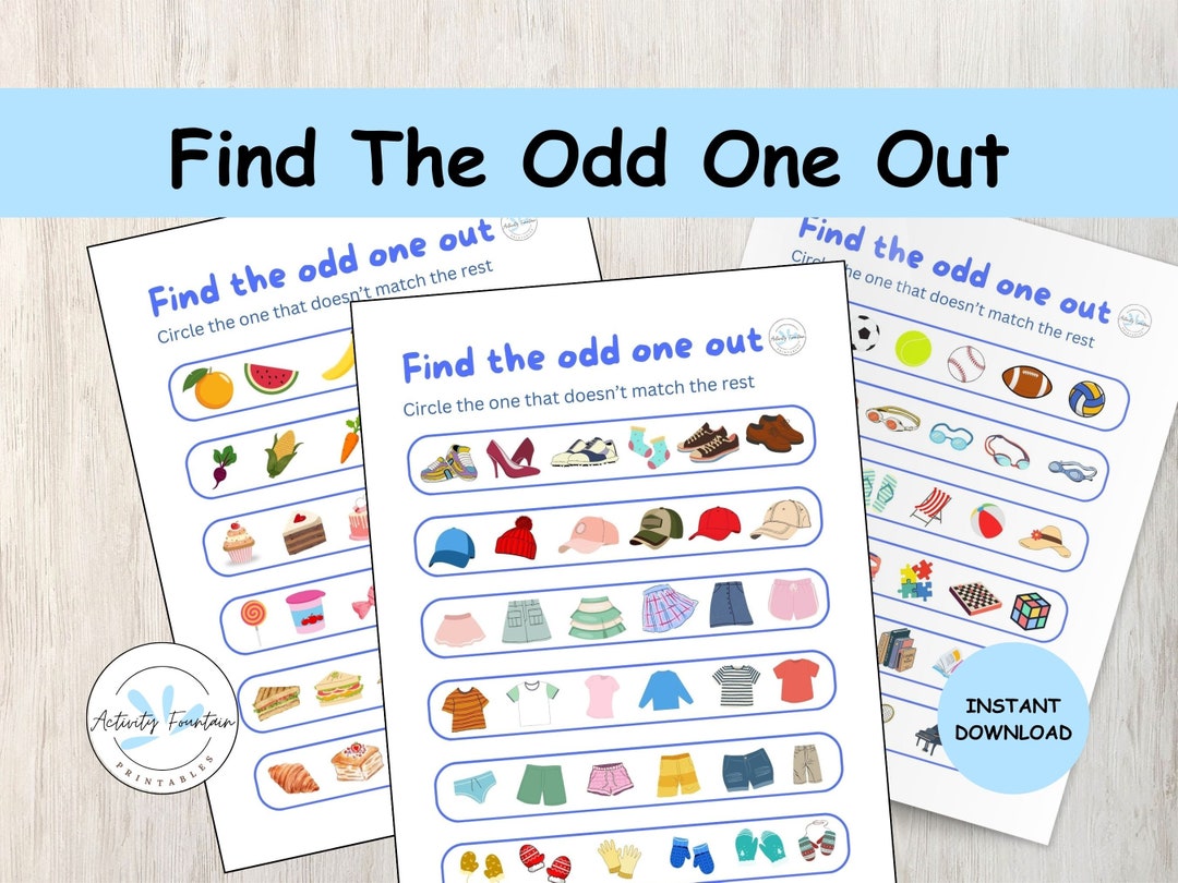 Find the Odd One Out Activity for Kids, Matching Similar and Different ...