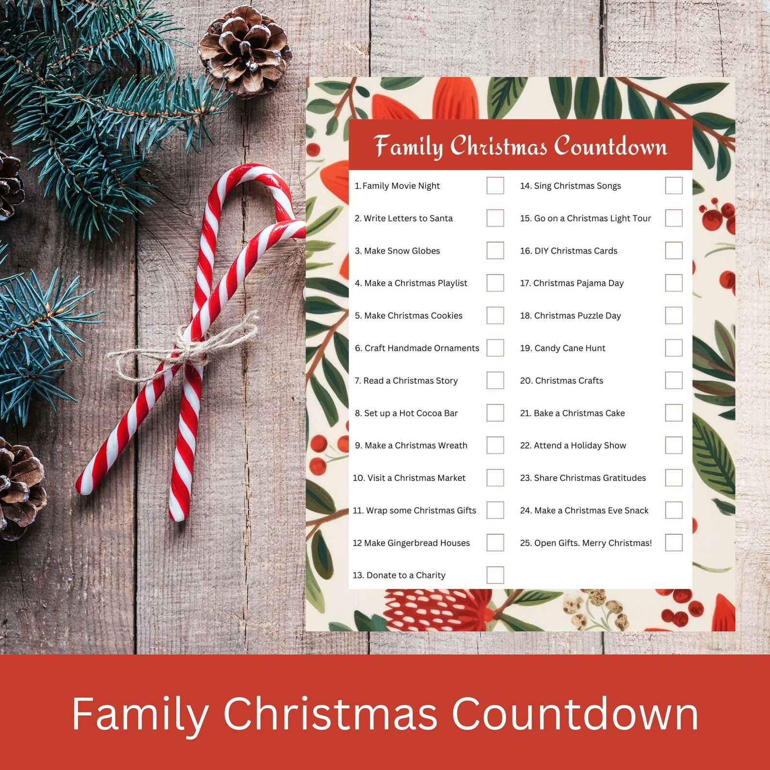 FAMILY CHRISTMAS COUNTDOWN | Printable Advent Activities for Families ...
