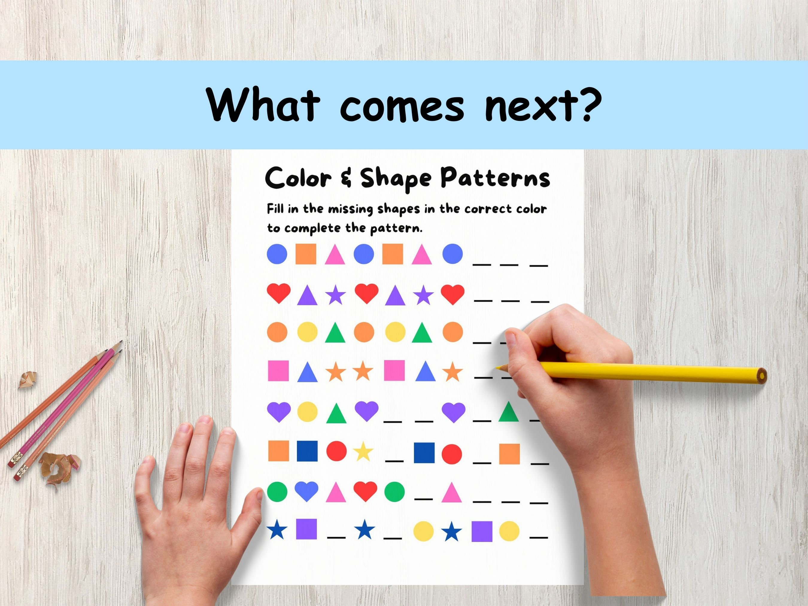 Printable Color and Shape Pattern Recognition Activity for Kids ...