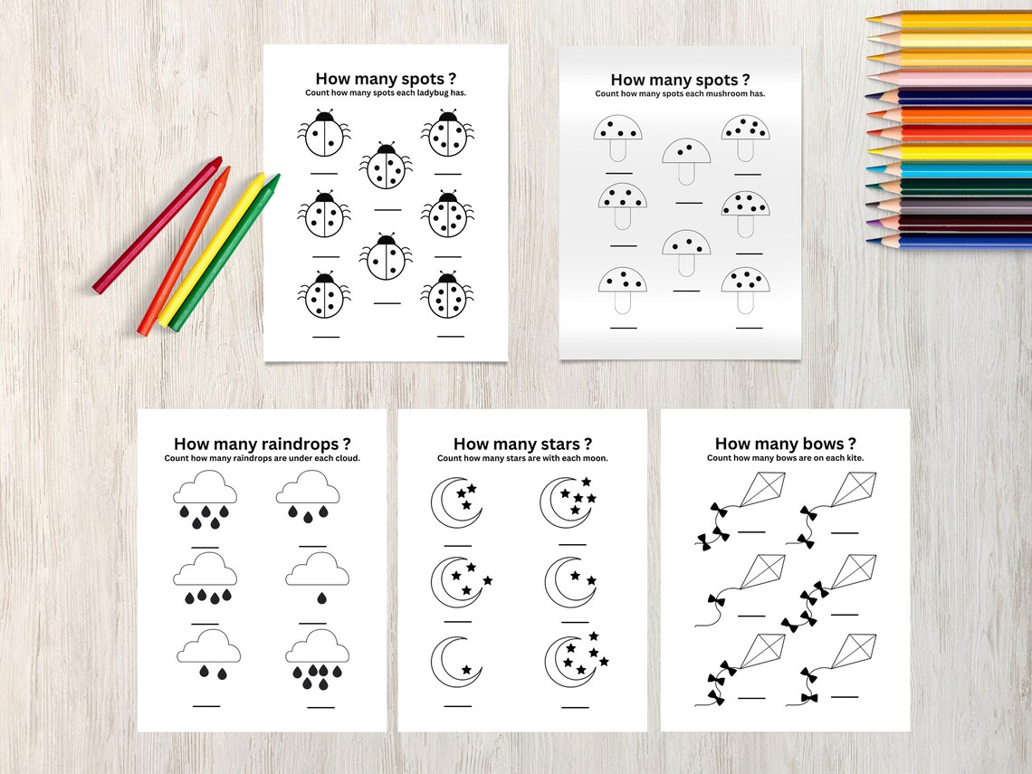 Printable Counting Worksheets Practice Sheets for Kids Kindergarten ...