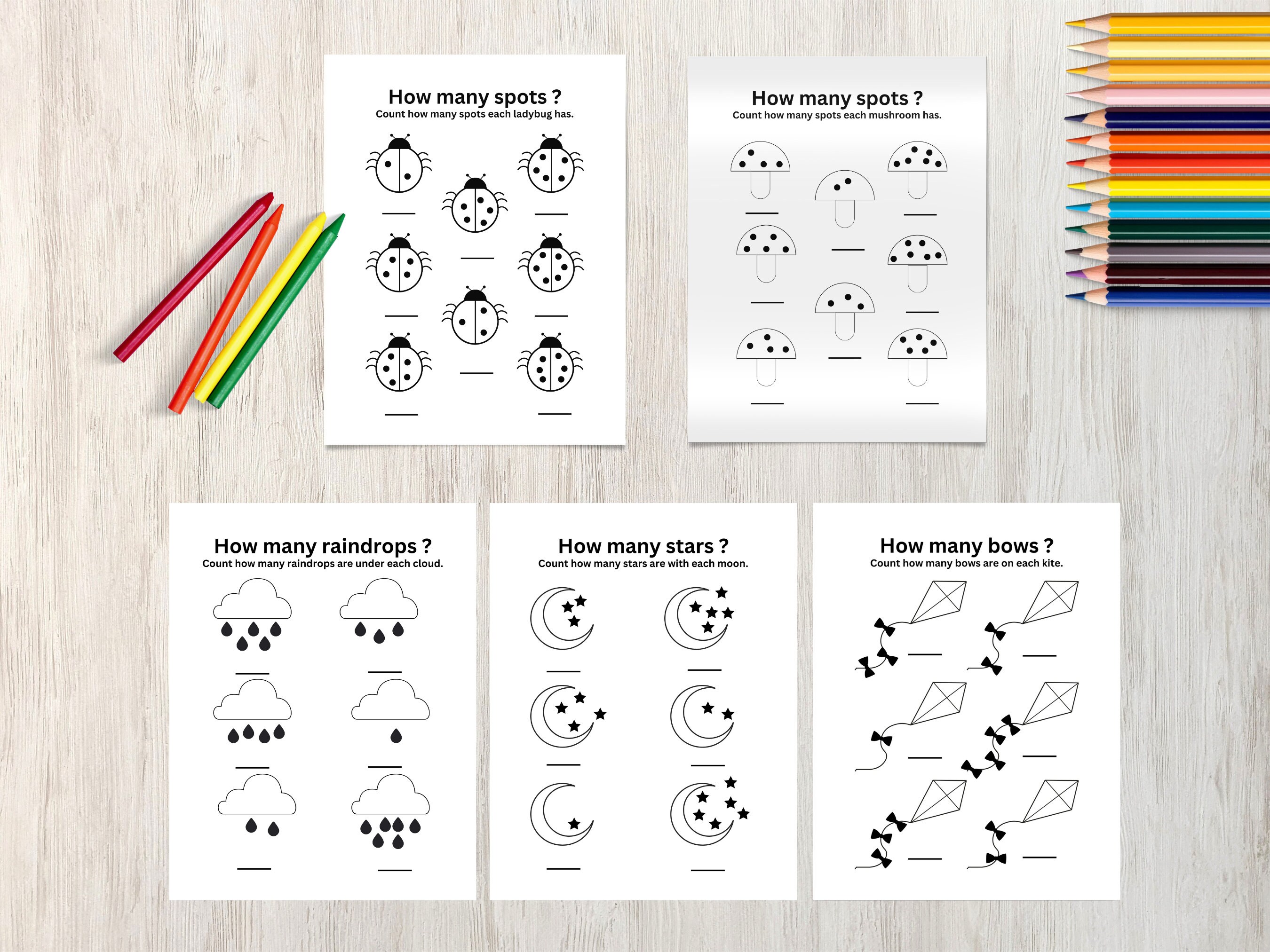 Printable Counting Worksheets Practice Sheets for Kids Kindergarten ...