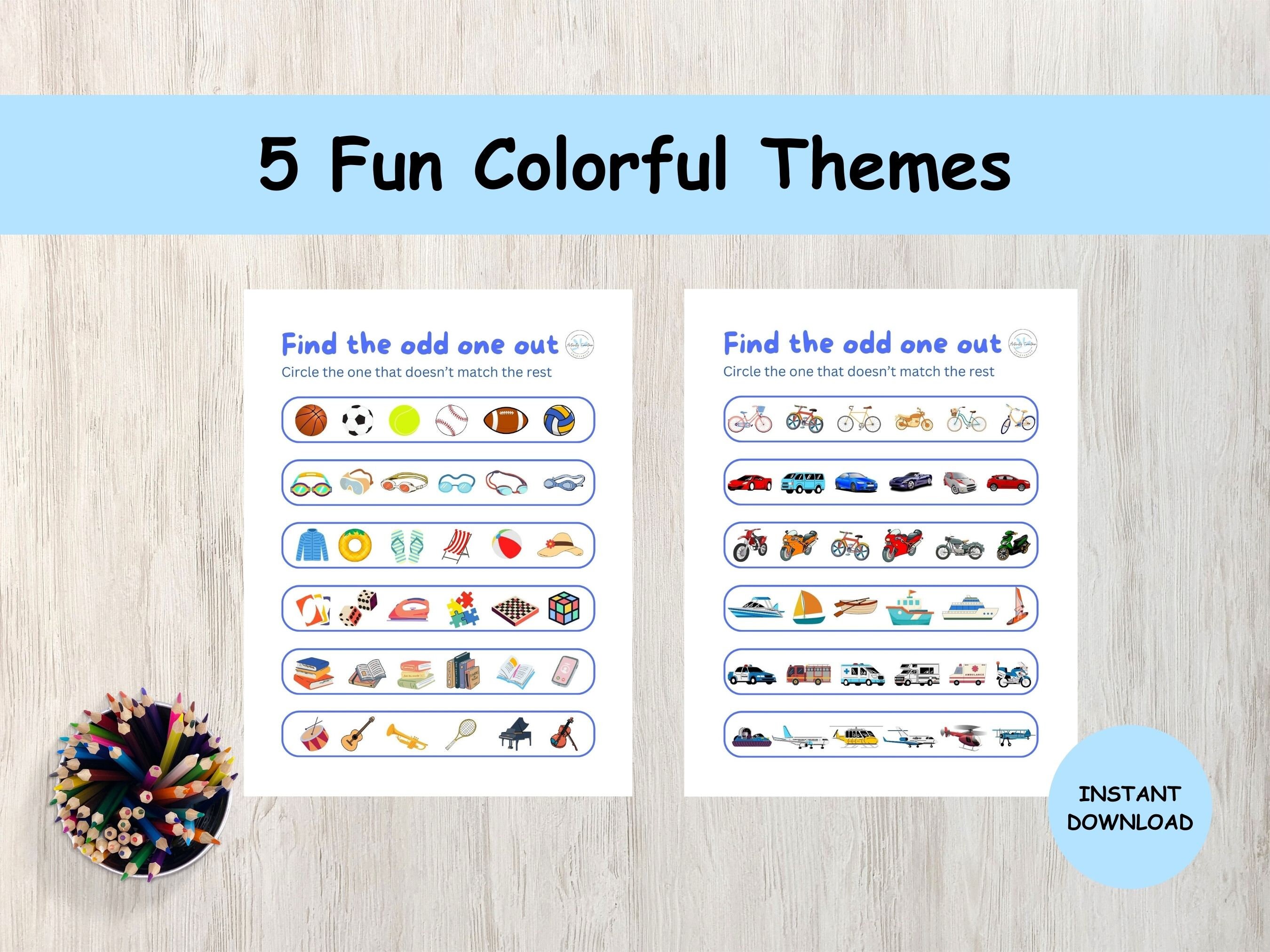 Find the Odd One Out Activity for Kids, Matching Similar and Different ...