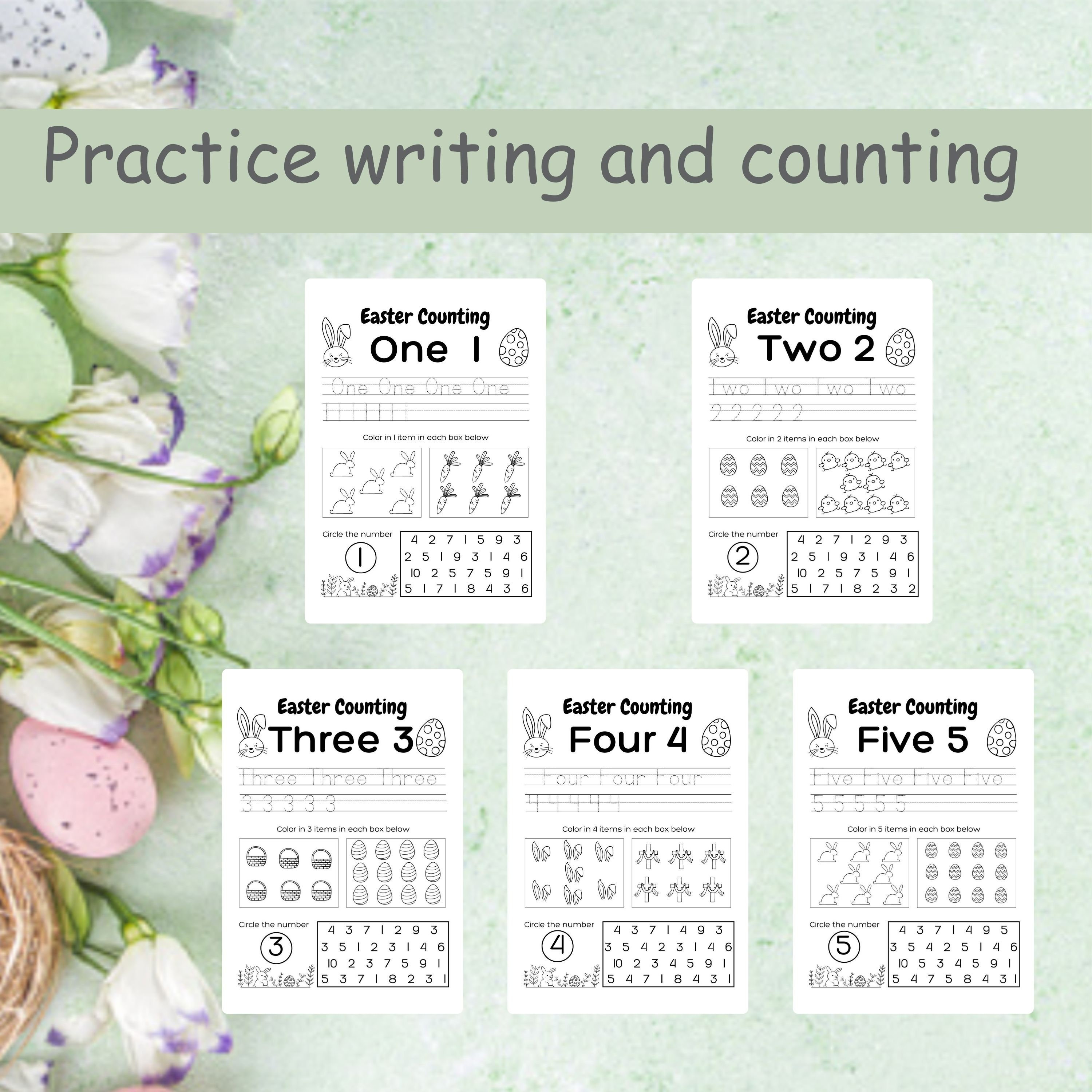 Printable Easter Counting Worksheets Practice Sheets for Kids Counting ...