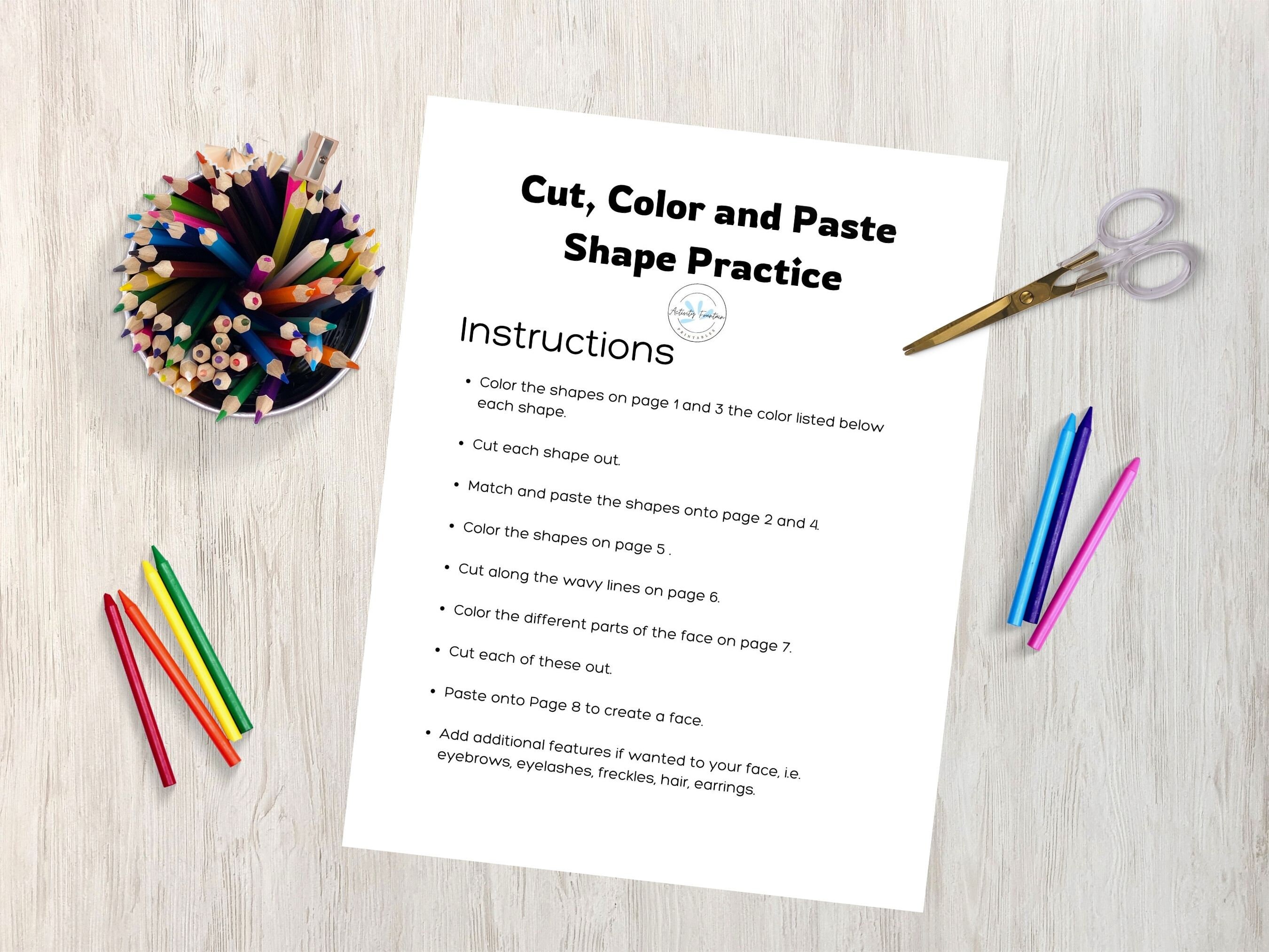 Printable Shape Color Cut and Paste Practice Worksheets | Practice ...