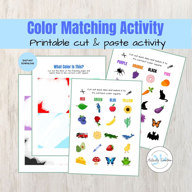 Printable Color Matching Activity for Kids, 8 Colors to Learn Practice ...