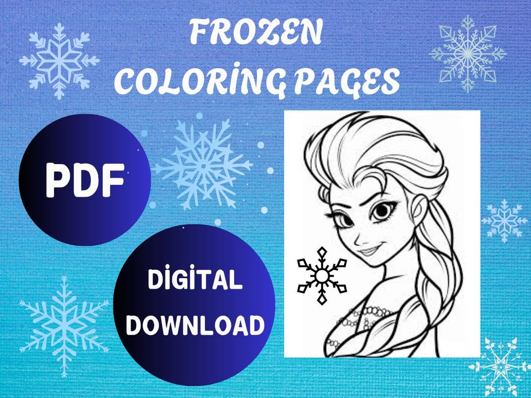 Frozen Coloring Pages for Kids, Elsa & Anna (digital Download) - Etsy