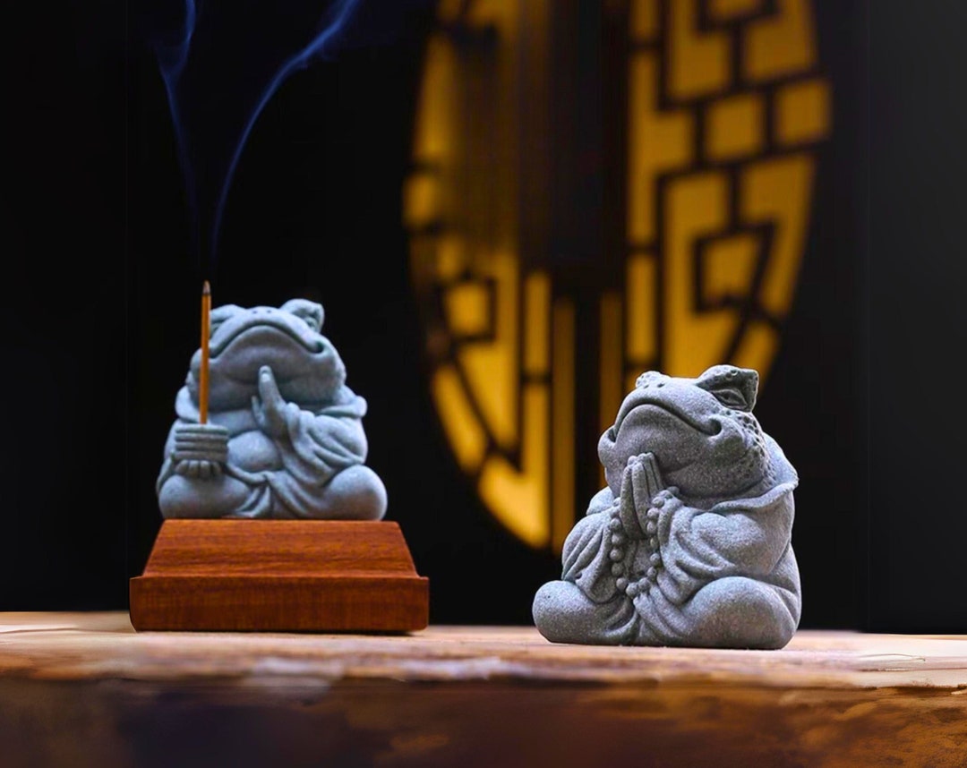 Incense Holding Frog Sculpture Insense Holder Zen Decor Garden Ornament ...
