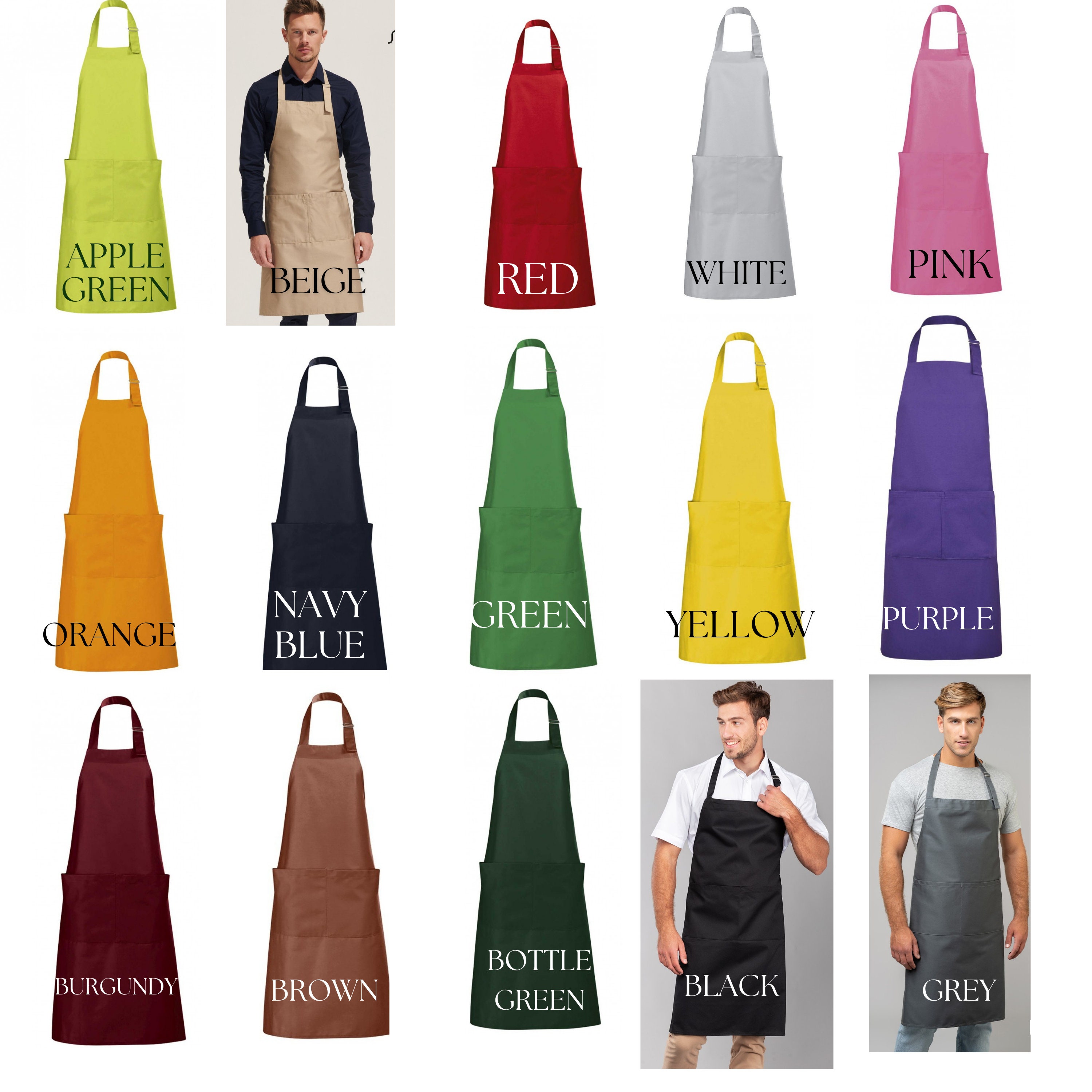 Name Embroidered Masterchef Apron With Pockets for Women Men ...