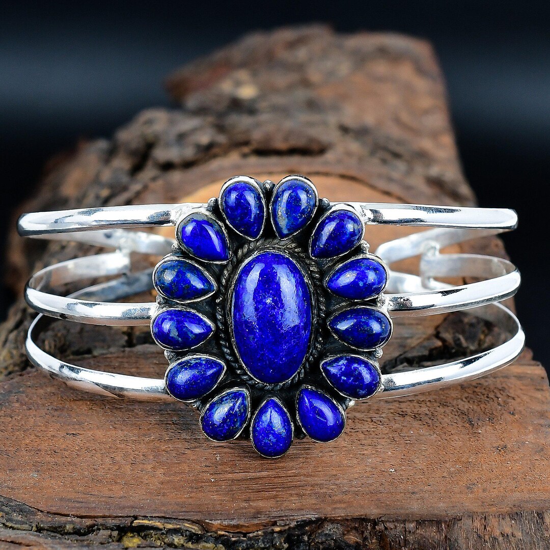Lapis Lazuli Adjustable Bangle Handmade Sterling Silver Lapis Cuff ...