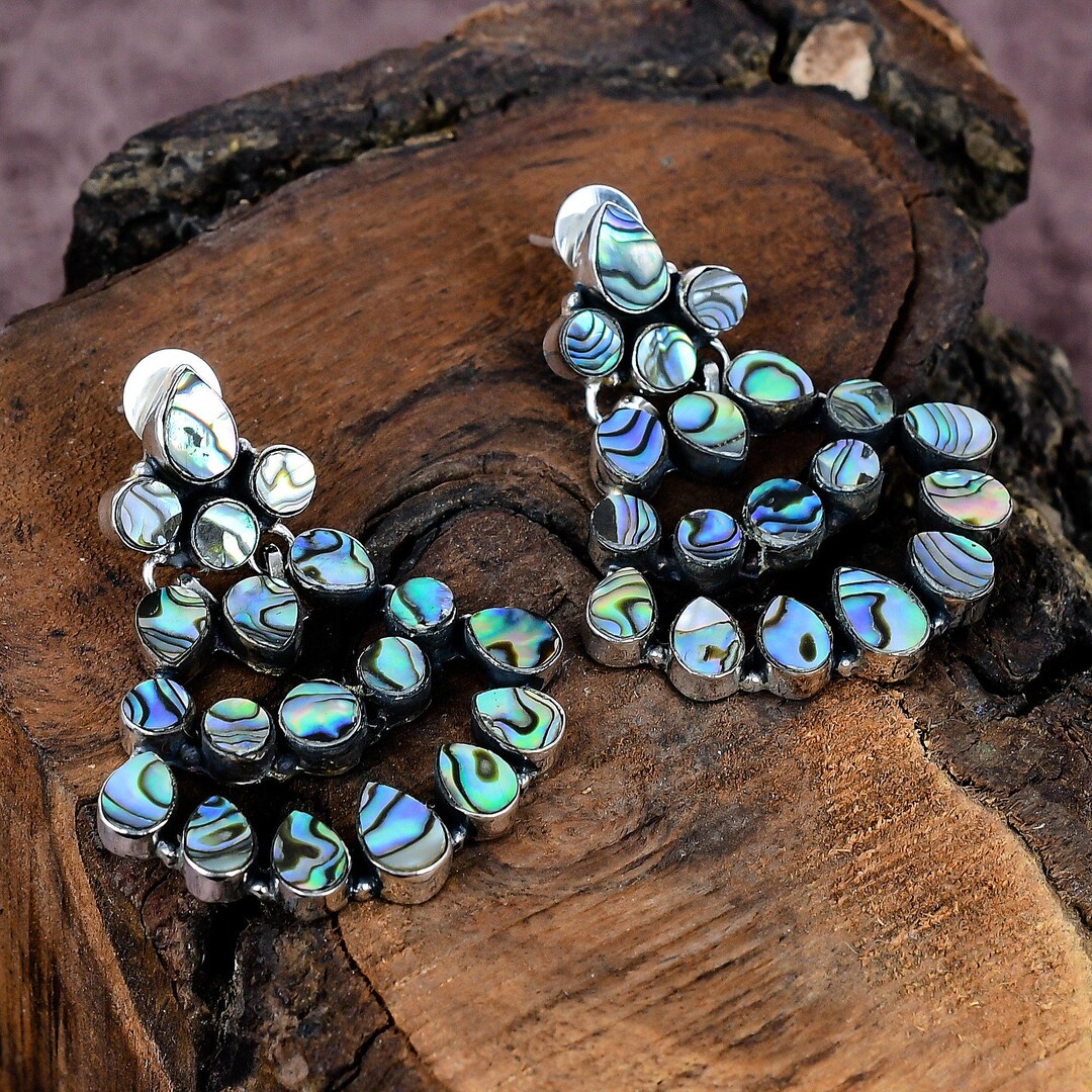 Abalone Shell Earring Sterling Silver Gemstone Earring Paua Shell ...