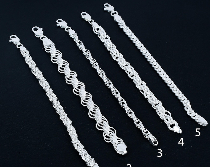 Silver Mens Bracelet | Curb Chain | Figaro Chain | Rope Chain ...
