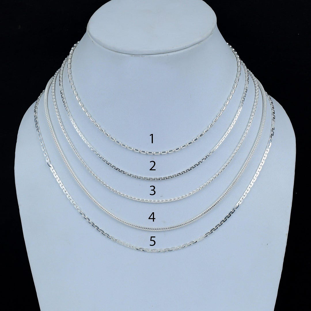 Foxtail Chain Cobra Chain Boston Link Chain Snake Chain 925 Silver ...