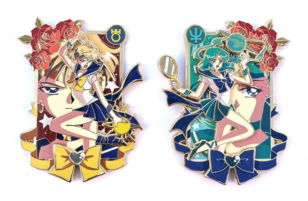 Sailor Moon Sailor Neptune And Sailor Uranus Attack Enamel Pins Etsy