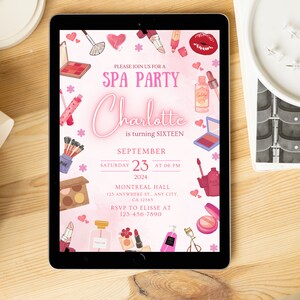 Spa Party Birthday Invitation Template Printable, Spa Party Birthday ...