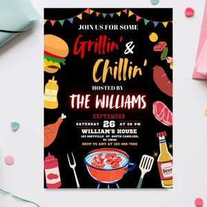 Editable BBQ Birthday Invitation Template, Barbeque Birthday Invitation ...