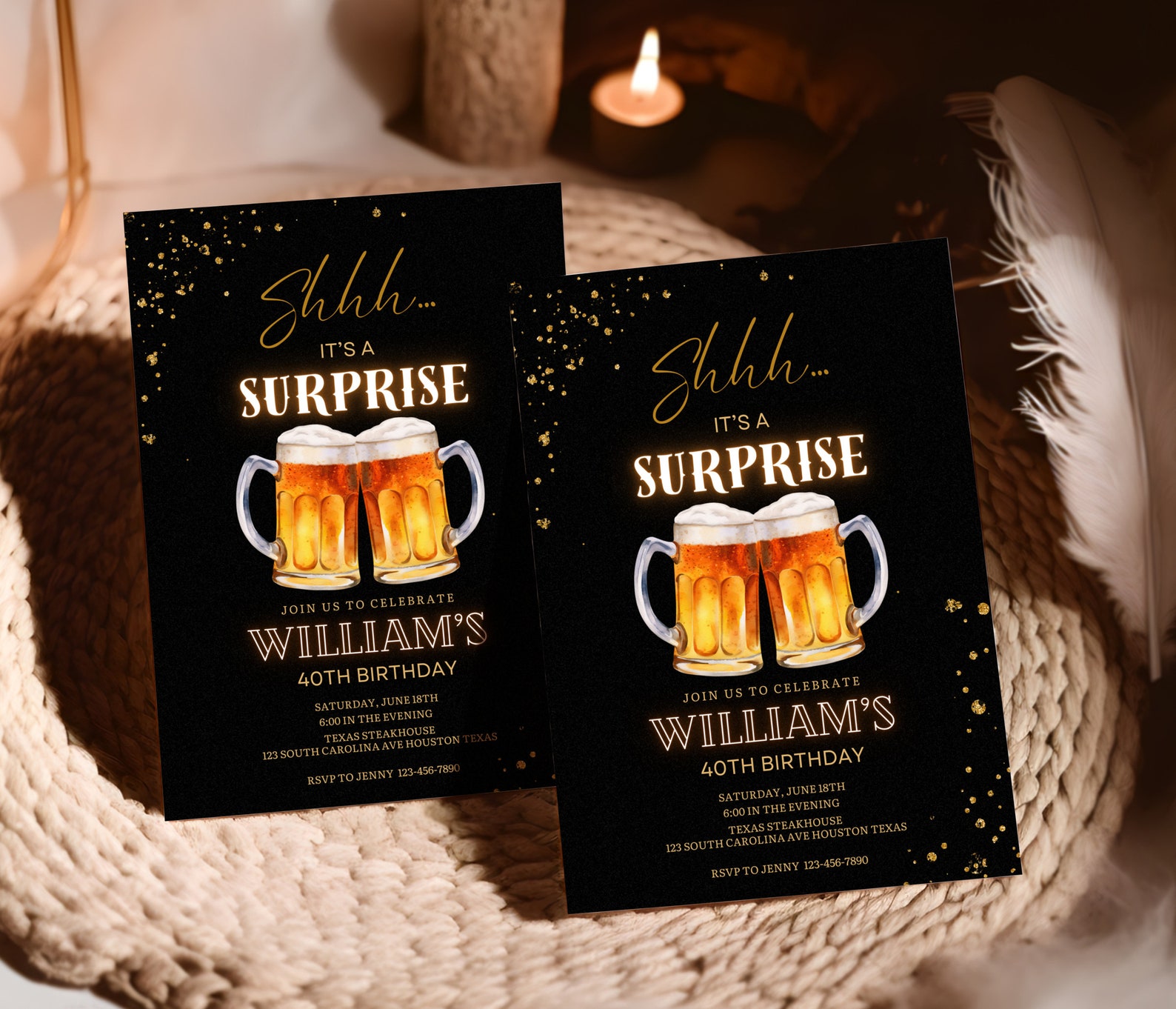 Beer Surprise Birthday Invitation: Editable Adult Party Invite (digital ...