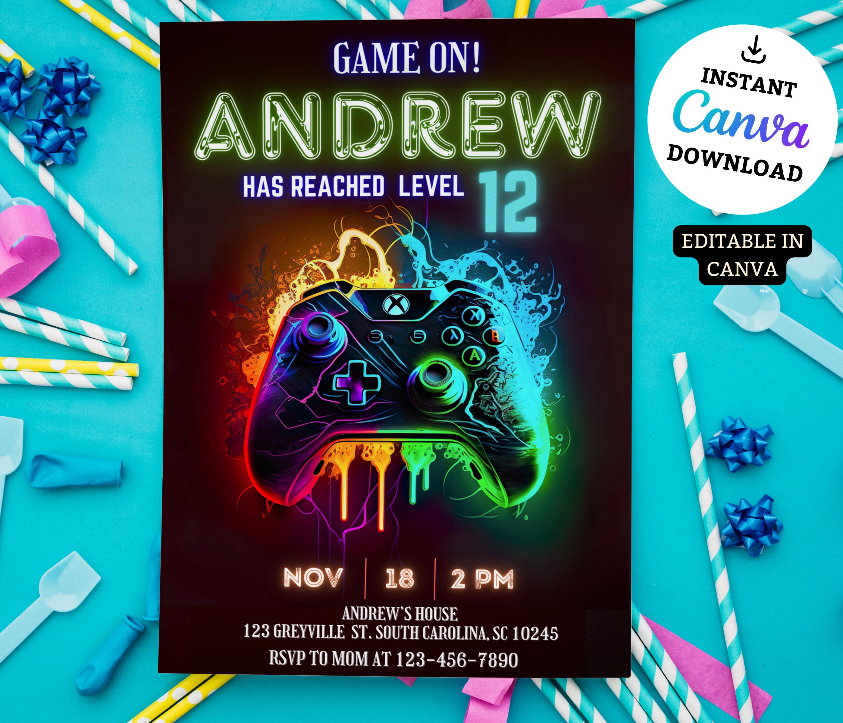 Video Game Birthday Invitation Template Video Game - Etsy Australia