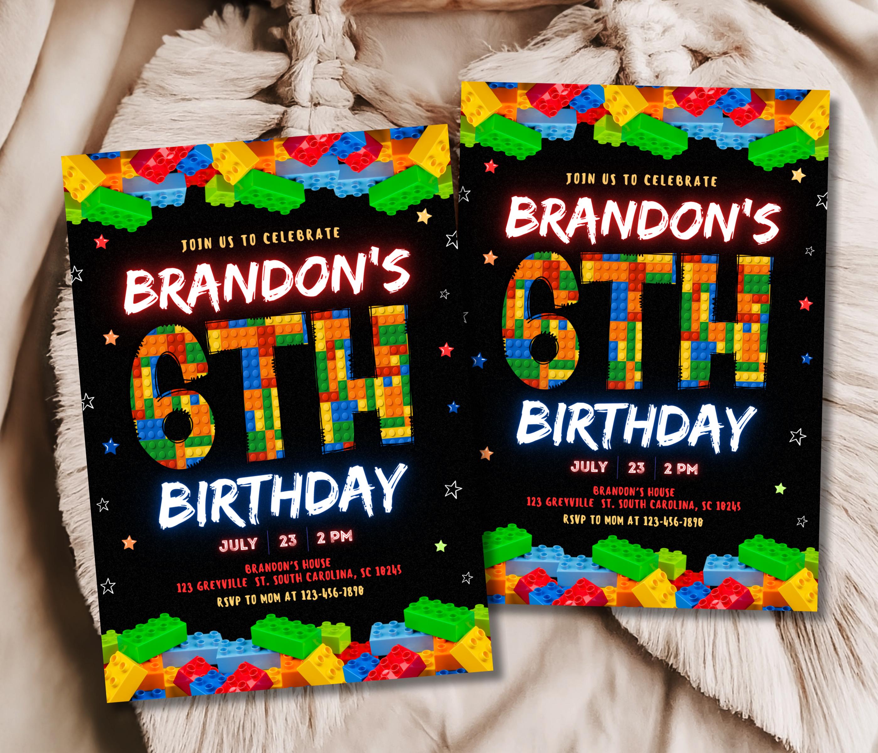 Building Blocks Birthday Invitation: Editable Canva Template (5x7 in ...