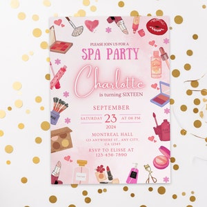 Spa Party Birthday Invitation Template Printable, Spa Party Birthday ...