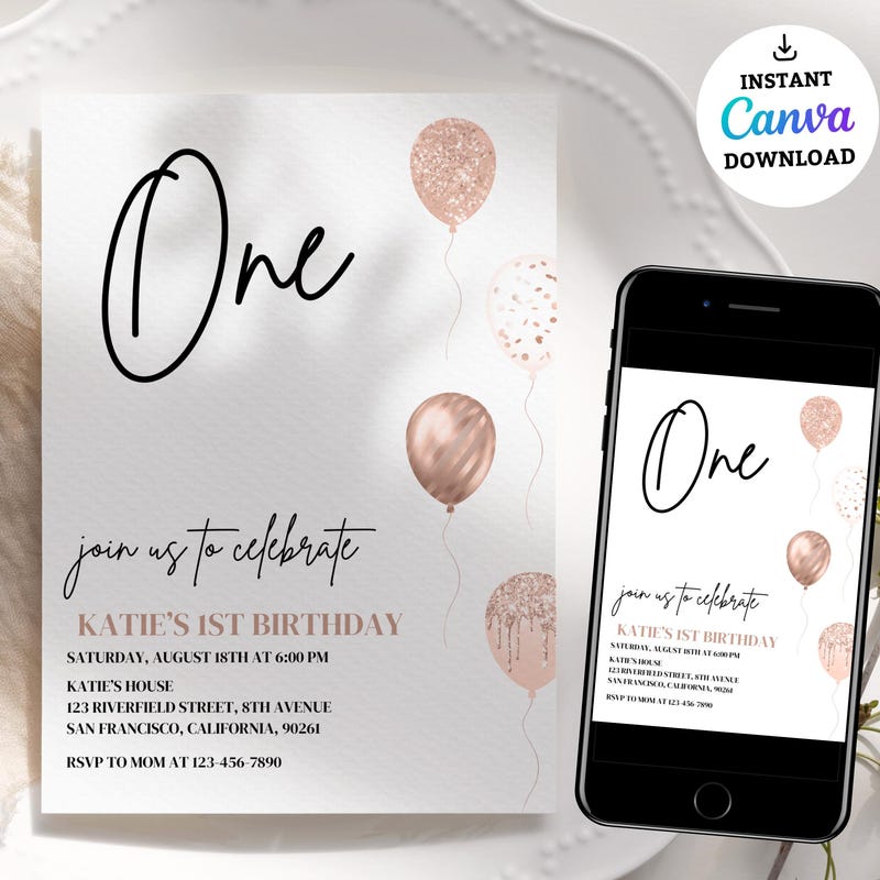 1st Birthday Girl Invitation - Etsy