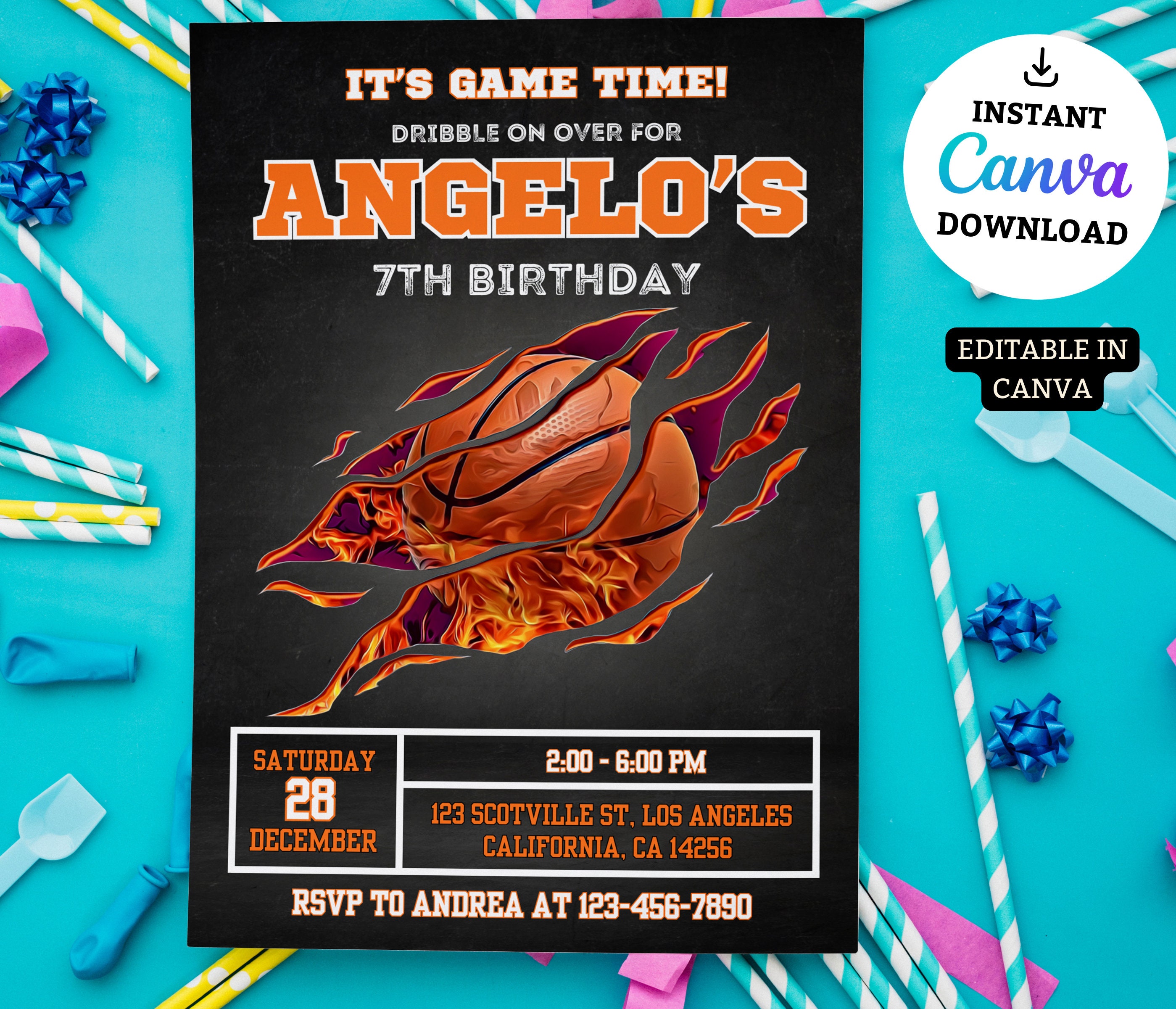 Basketball Birthday Invitation Editable/ Boys Birthday - Etsy